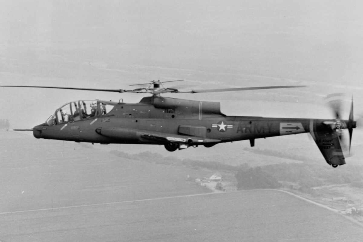 The AH-56A Cheyenne helicopter. Test flight of the AG-56-A helicopter ...