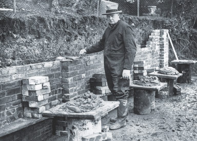 Churchill—here in 1928, building a cottage for his daughters at his ...