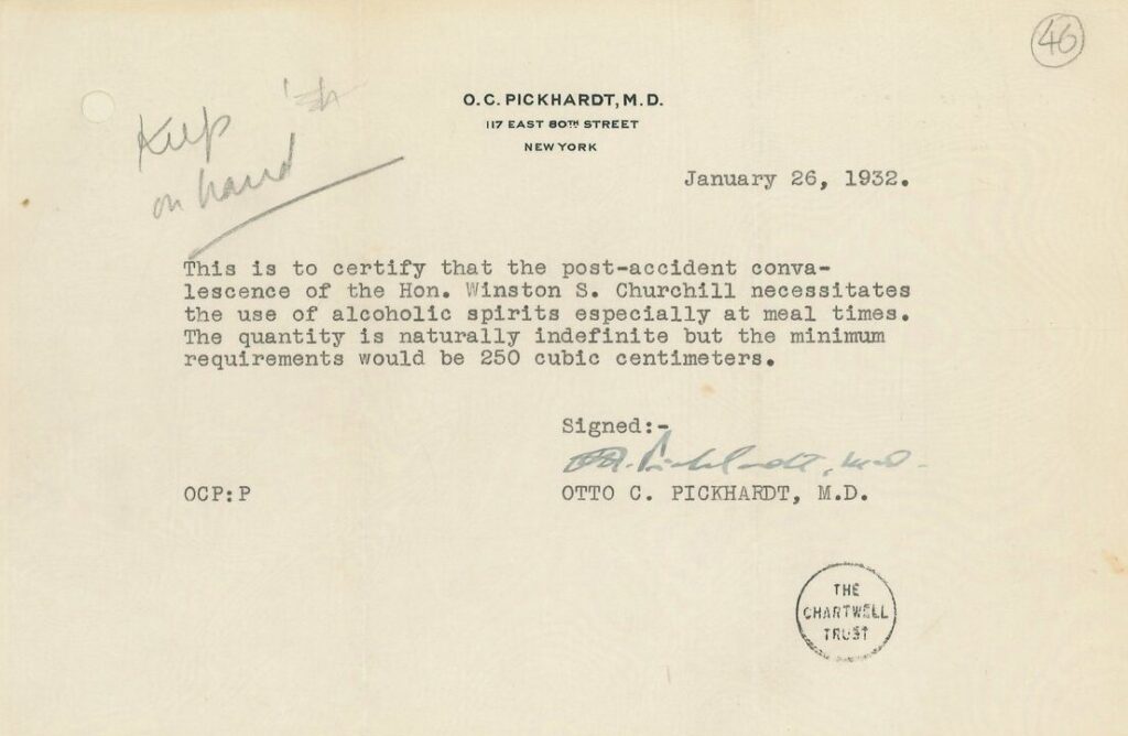 A Doctor's Note for Booze? Winston Churchill Prescribed 'Indefinite ...