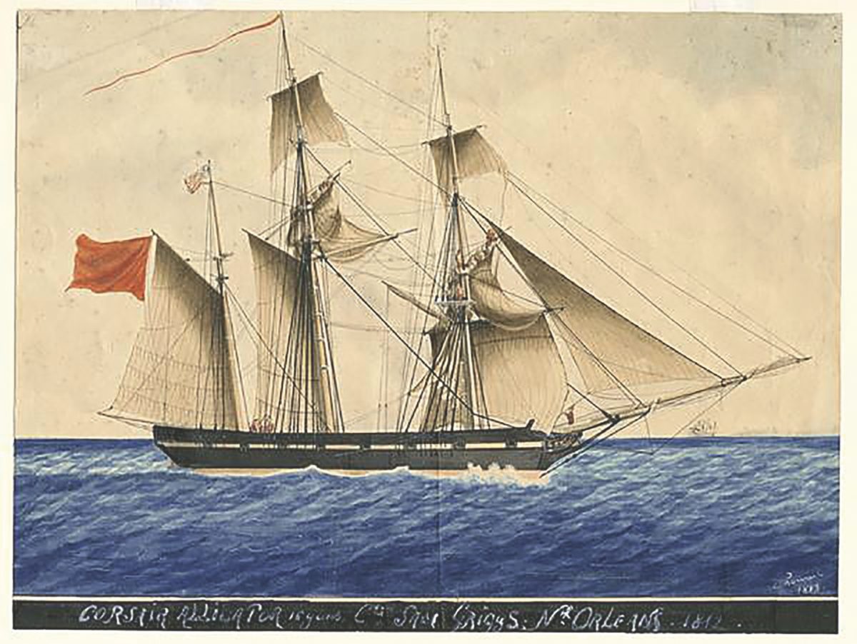 A barque-rigged example of a privateer sailed out of New Orleans ...