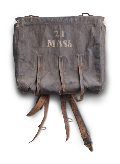 Knapsack from the 21st Massachusetts regiment (textile & leather ...