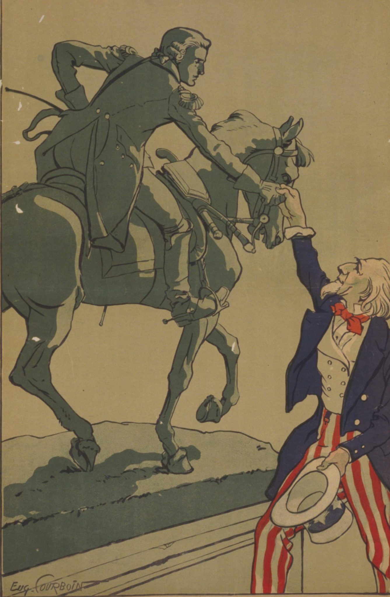 Uncle Sam shaking hands with the marquis de Lafayette | HistoryNet