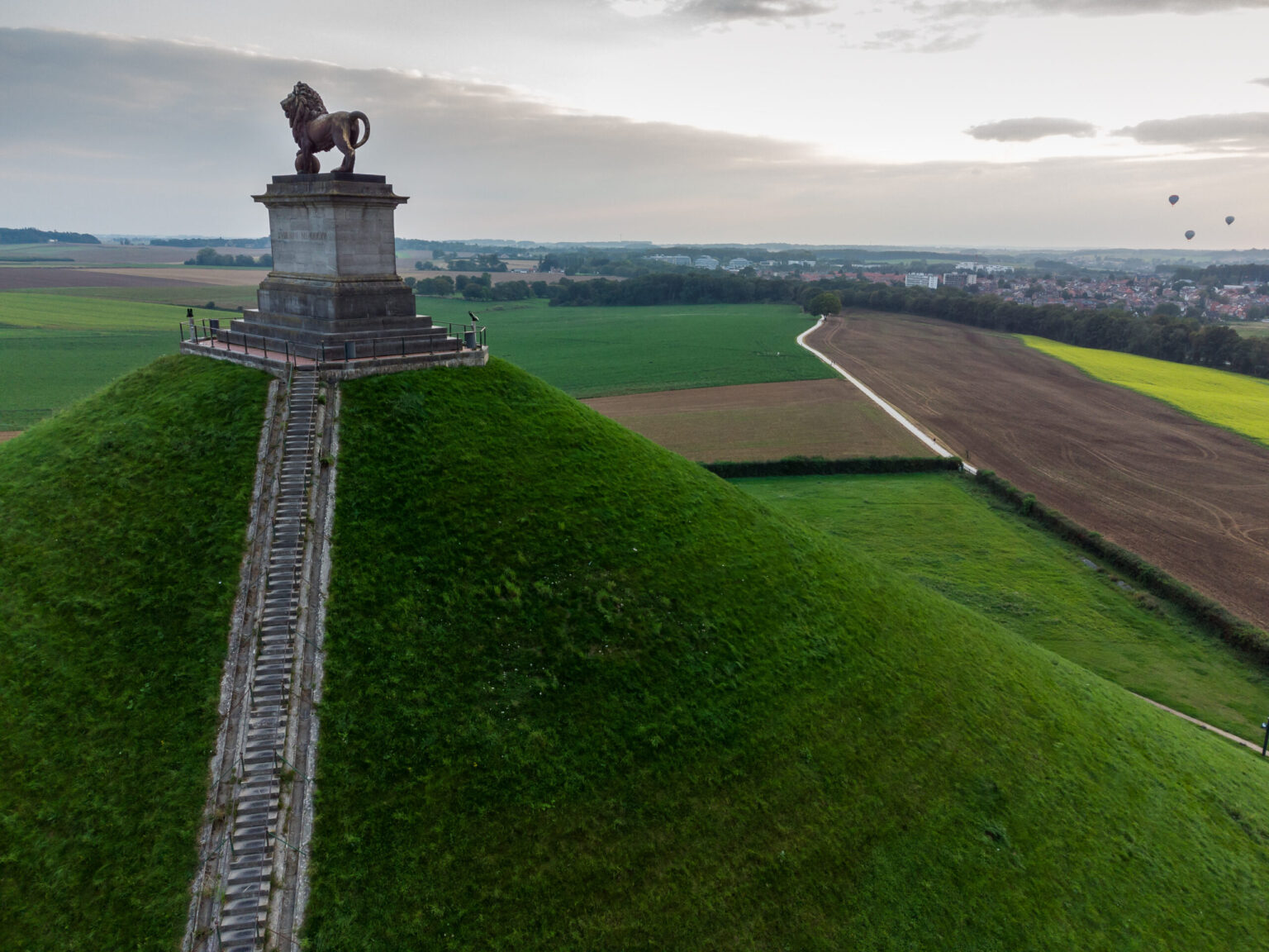 Aerial view of the Lion's Mound in Waterloo | HistoryNet